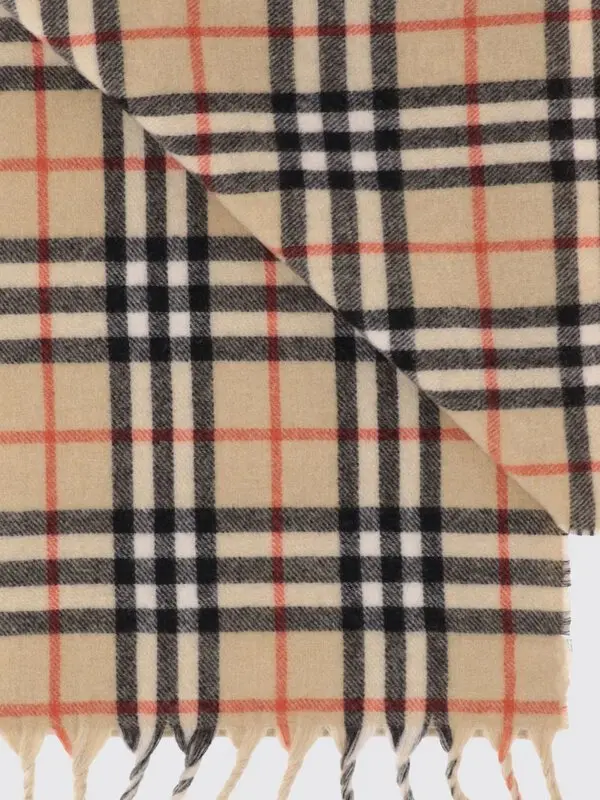 Burberry Reversible Vintage Check Cashmere Scarf With Fringed Edges - Beige