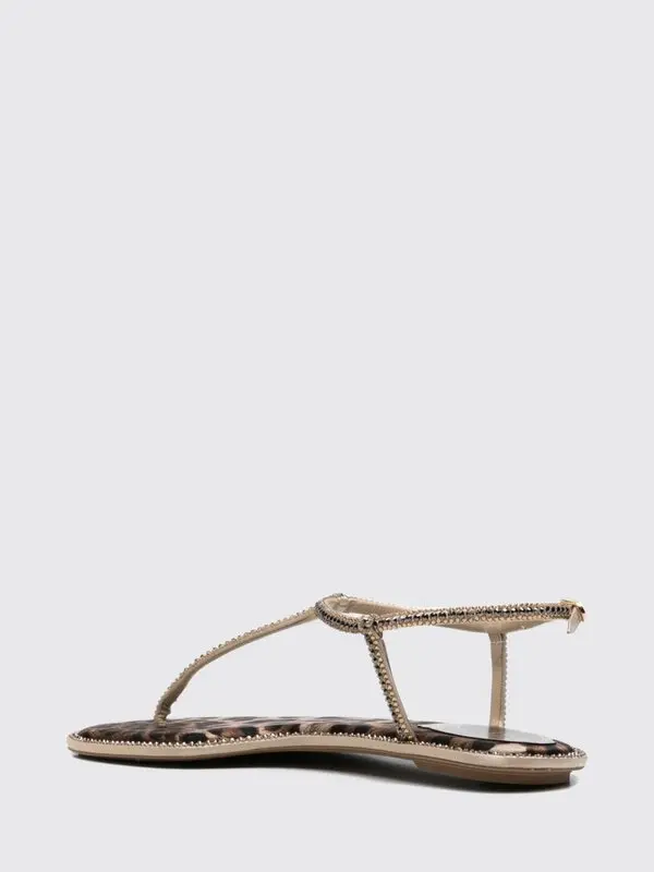 Rene Caovilla Diana Animal Print Satin Low-heeled Sandals With Rhinestones