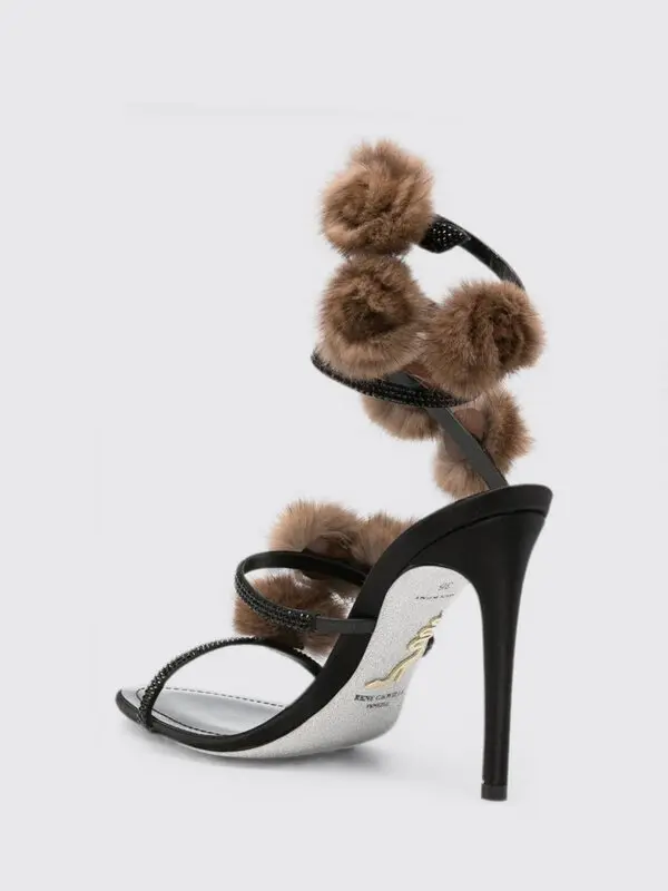 Rene Caovilla Rosalia Crystal-embellished Sandals With Pompoms And Stiletto Heel