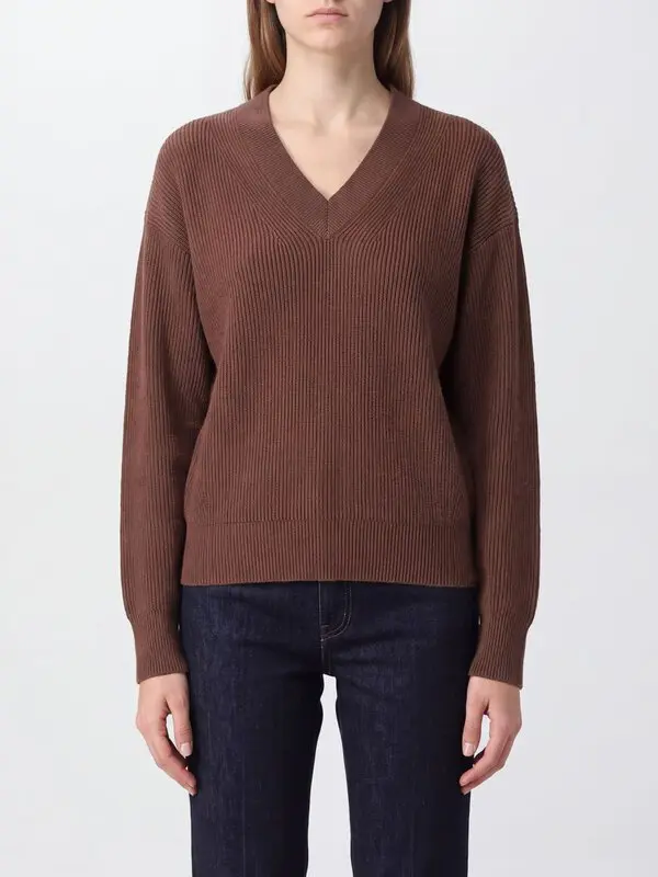 Brunello Cucinelli V-neck Cashmere Blend Sweater With Dropped Shoulders
