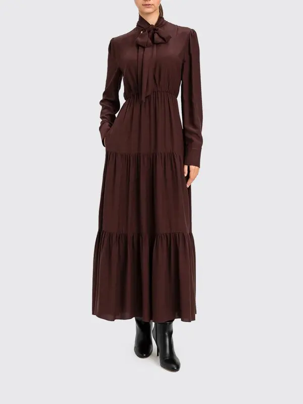 TWINSET A-line Long Dress In Viscose With Scarf Neck