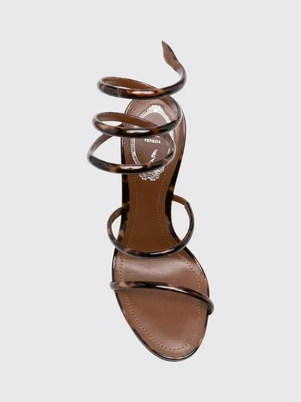 Rene Caovilla Cleo Animal Print High-heeled Sandals With Snake Ankle Strap