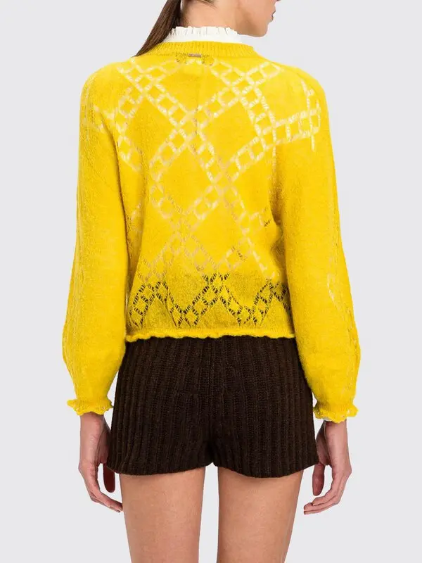 TWINSET Open-knit Wool Blend Crewneck Sweater