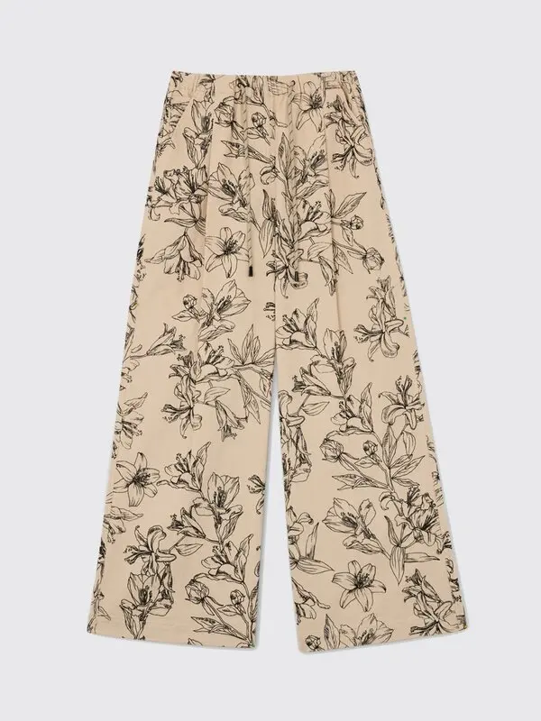 TWINSET Floral Print Stretch-cotton Wide-leg Pants