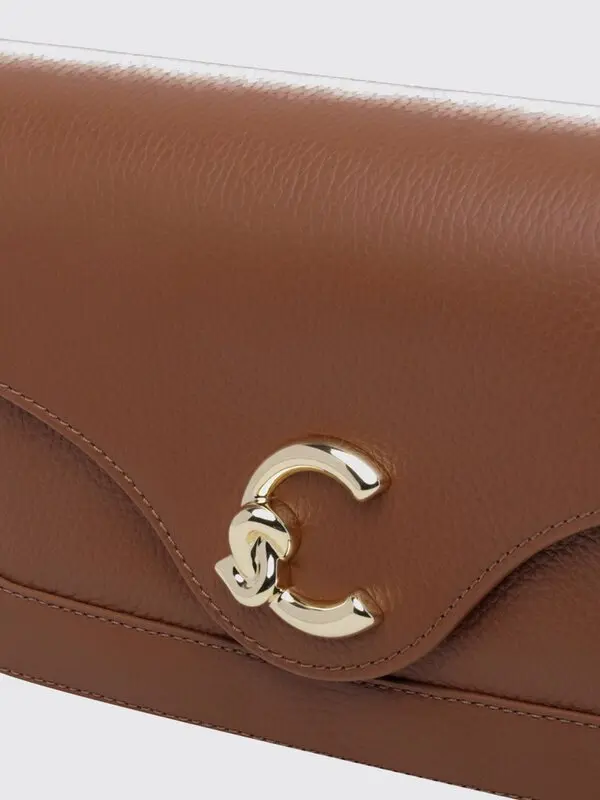 COCCINELLE C-me Pebbled Leather Crossbody Bag With Flap - Brown