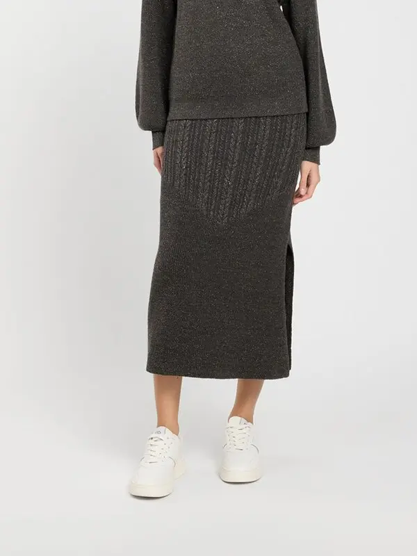 TWINSET Wool-blend Knit Midi Pencil Skirt With Side Slit