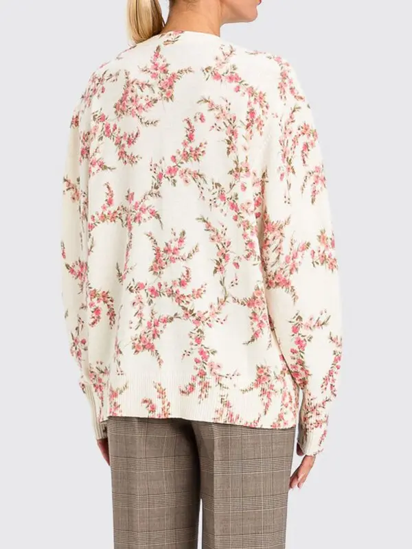 TWINSET Relaxed Fit Floral Print Wool Blend Cardigan - Multicolor