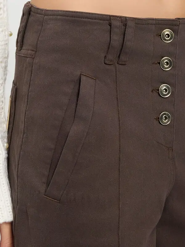 TWINSET Low-waisted Wide Leg Pants In Stretch Cotton
