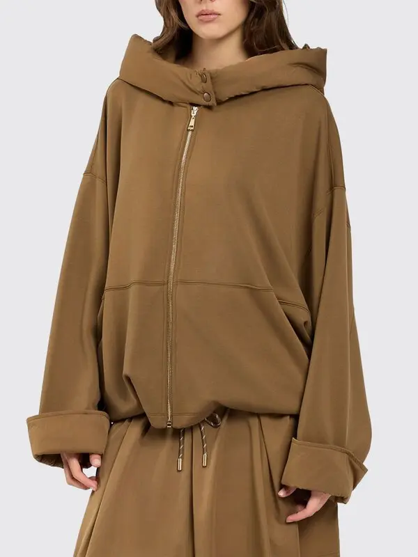TWINSET Oversized Jersey Hoodie With Zip And Dropped Shoulders