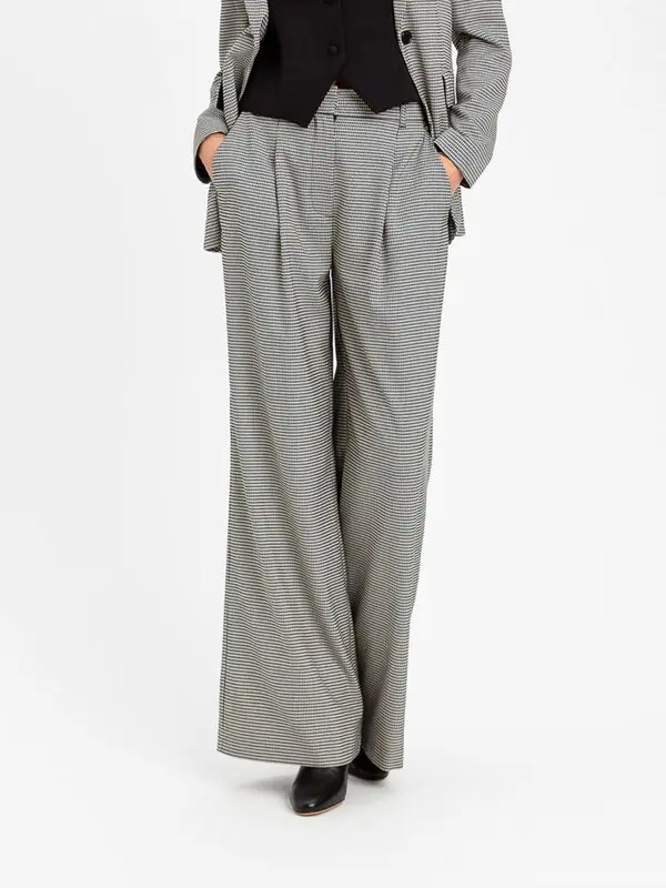 TWINSET Houndstooth Wide Leg Tailored Trousers
