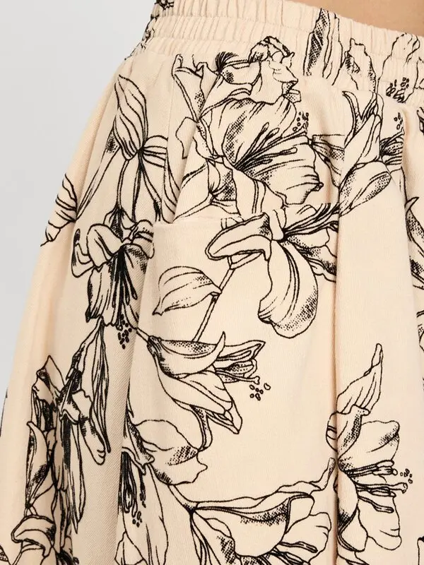 TWINSET Floral Print Stretch-cotton A-line Midi Skirt