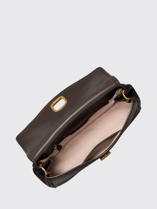 Michael Kors Grained Leather Shoulder Bag With Mk Monogram - Brown