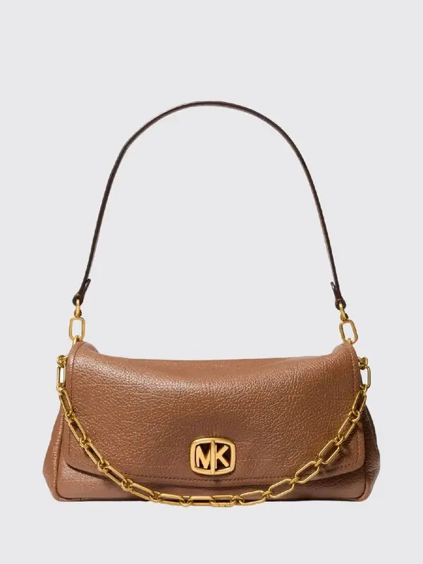 Michael Kors Grained Leather Shoulder Bag With Mk Monogram - Multicolor