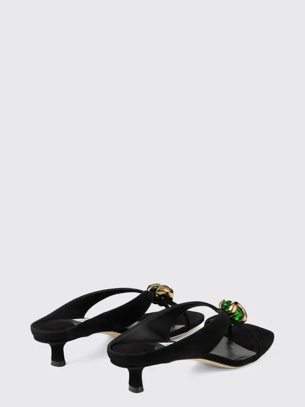 JIMMY CHOO Emeri Embroidered Suede Low-heeled Mules - Black