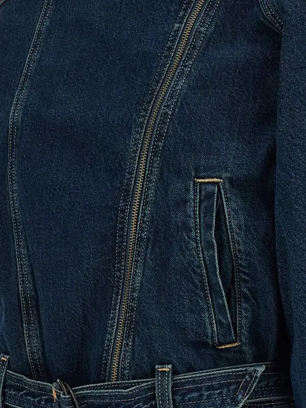 LEVI'S Cropped Biker Jacket In Cotton Denim With Relaxed Fit And Offset Zip