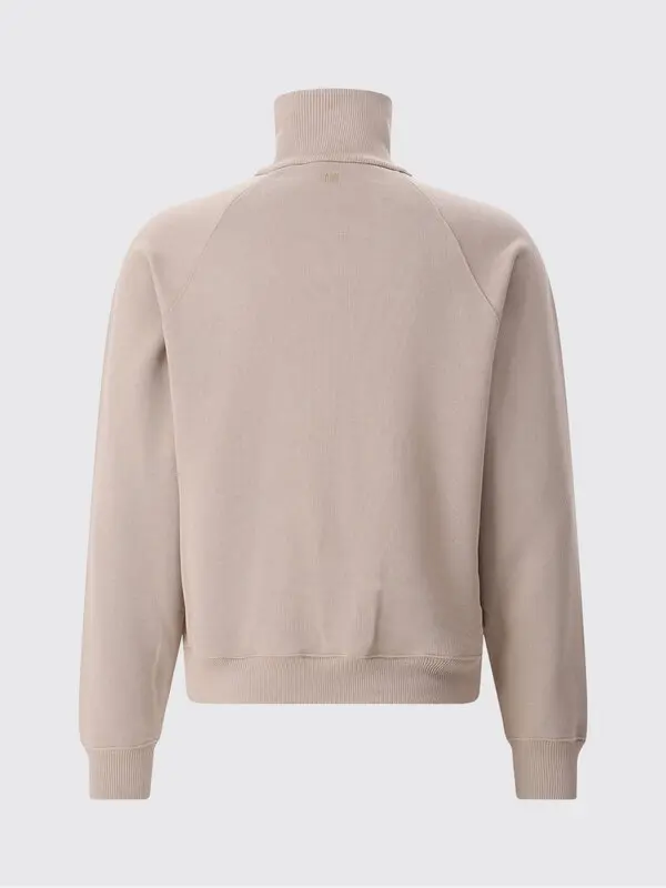 AMI Paris Pure Cotton Sweatshirt With High Neck And Half-zip Closure - Beige