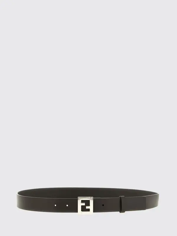 Fendi And Brown Leather Belt With Ff Monogram Metal Buckle - Dark