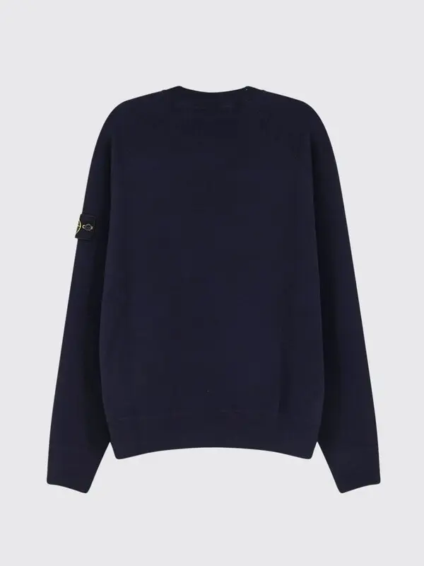 Stone Island Compass Logo Wool Blend Crewneck Sweater - Blue