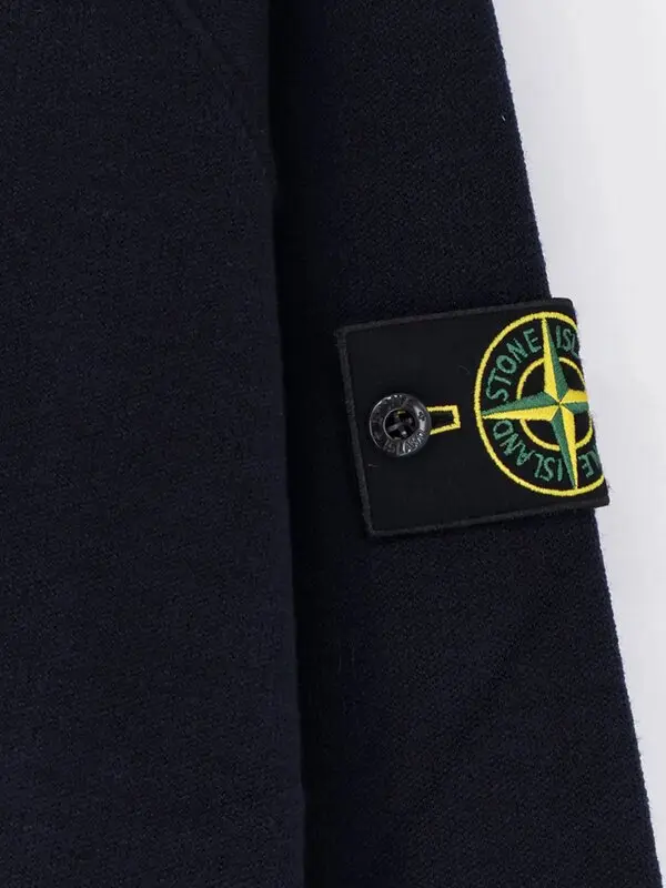 Stone Island Compass Logo Wool Blend Crewneck Sweater - Blue