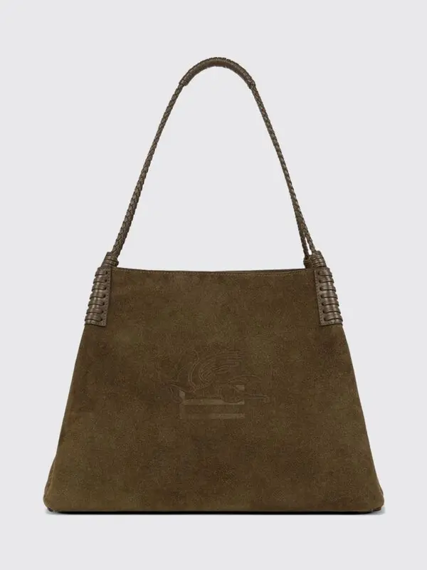 Etro Libra Large Suede Tote Bag With Braided Handles - Brown