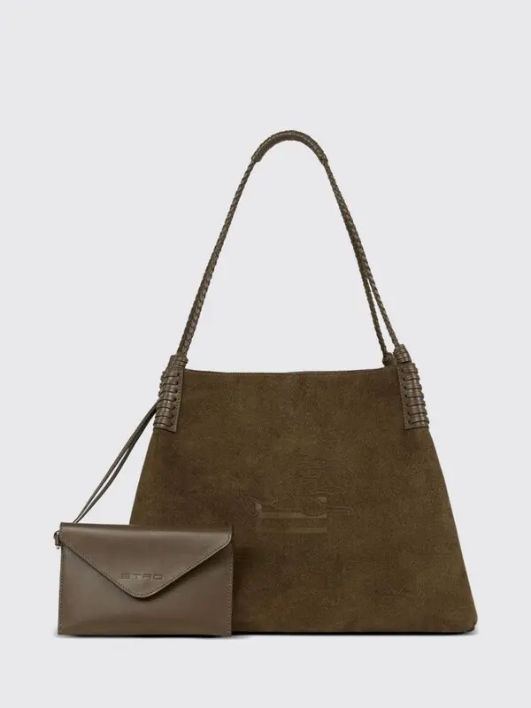 Etro Libra Large Suede Tote Bag With Braided Handles - Brown