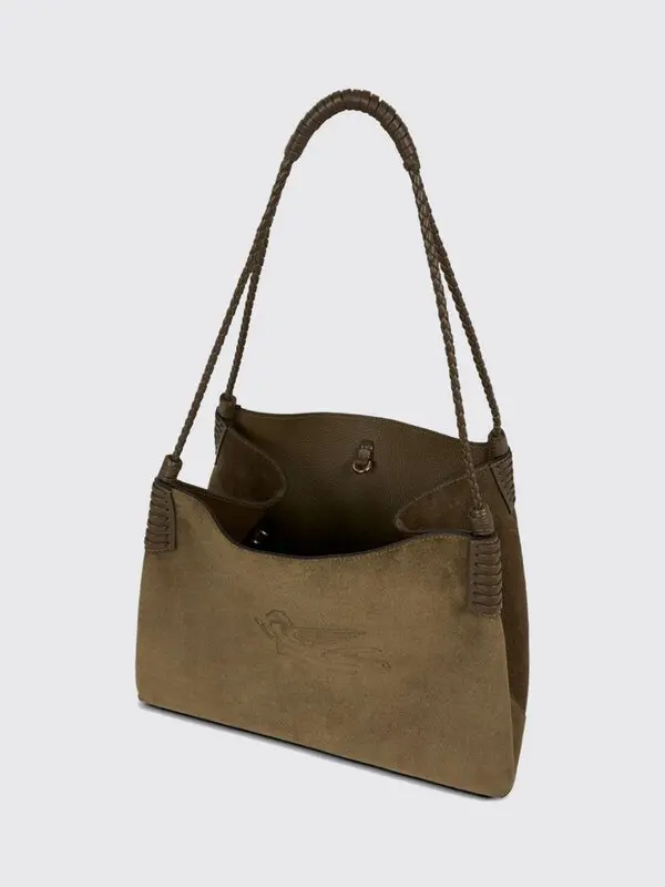 Etro Libra Large Suede Tote Bag With Braided Handles - Brown