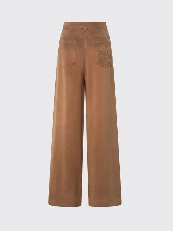 Pinko Porta Viscose Blend Flared Pants With Love Birds Logo