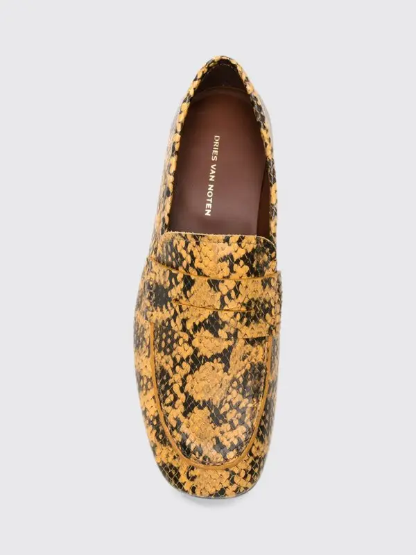 Dries Van Noten Penny Loafers In Python-printed Leather With Round Toe