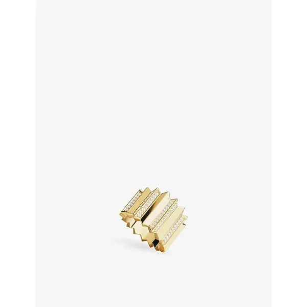 APM MONACO Up And Down 18ct -gold Plated Alloy And Cubic Zirconia Ring