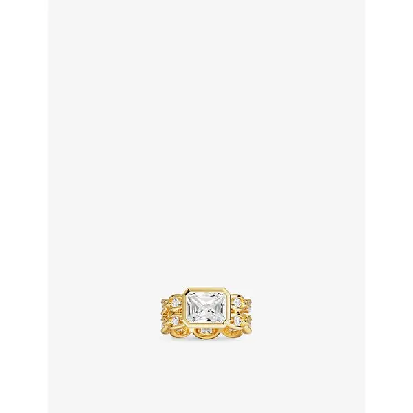 APM MONACO Enchaîné 18ct Gold-plated Alloy And Cubic Zirconia Ring - Yellow