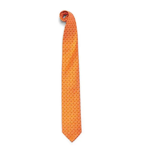 E. MARINELLA Silk Leaf Print Tie