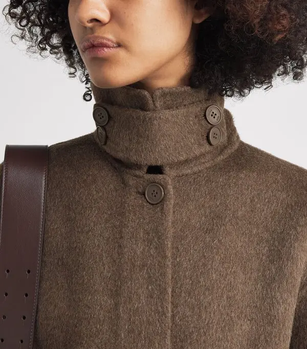 Maje Wool-blend Faux Fur-collar Coat