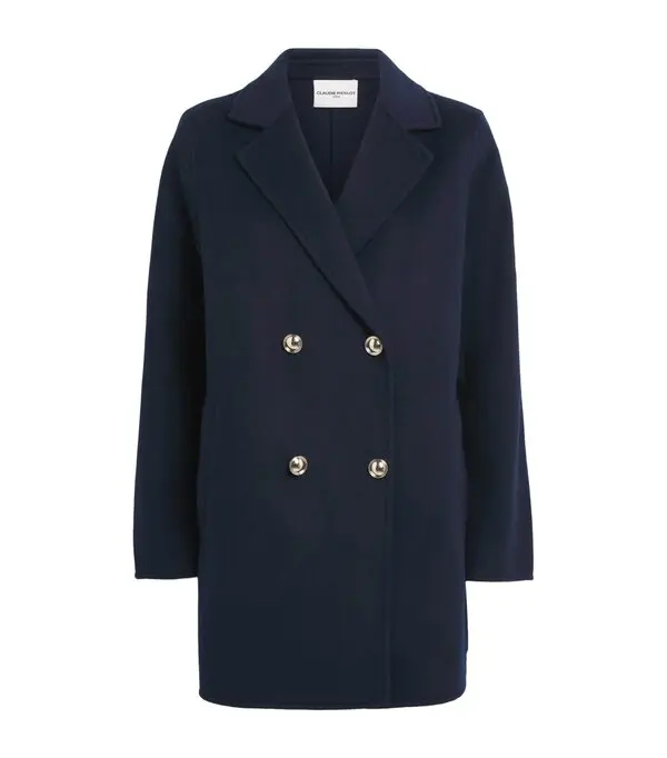 Maje Wool Longline Pea Coat - Black