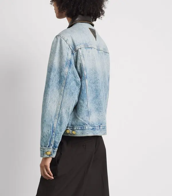 Sandro Leather-collar Denim Jacket