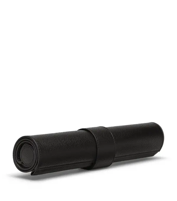 Smythson Leather Backgammon Travel Roll Set - Black
