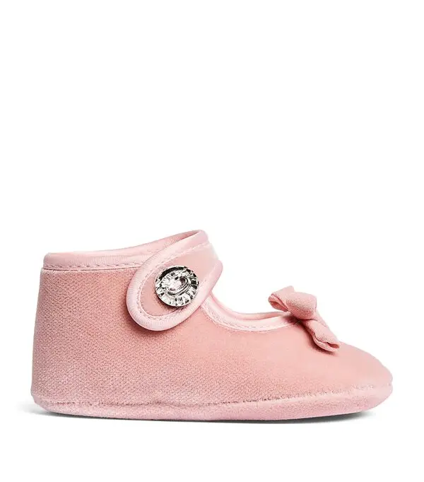 Monnalisa Velvet Bow Ballet Flats - Pink