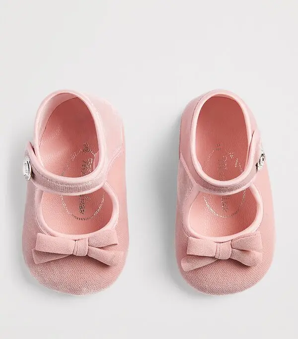 Monnalisa Velvet Bow Ballet Flats - Pink
