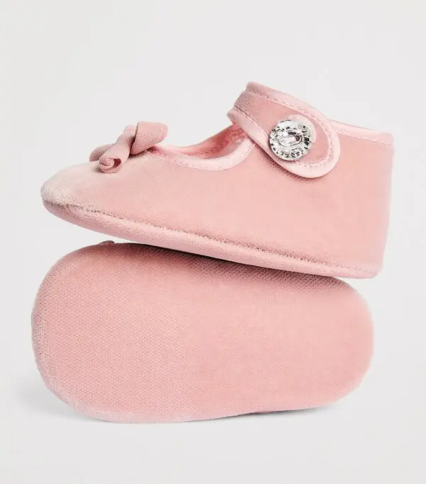 Monnalisa Velvet Bow Ballet Flats - Pink