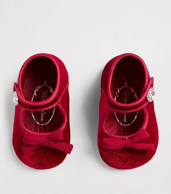 Monnalisa Velvet Bow Ballet Flats - Red