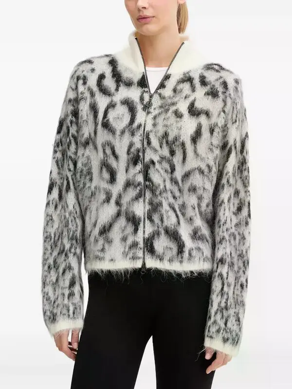 SPORTALM Trenton Leopard-print Zip-up Cardigan