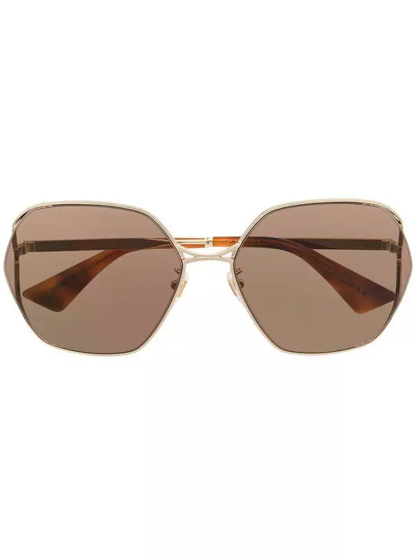 Gucci Oversized-frame Logo Sunglasses - Gold