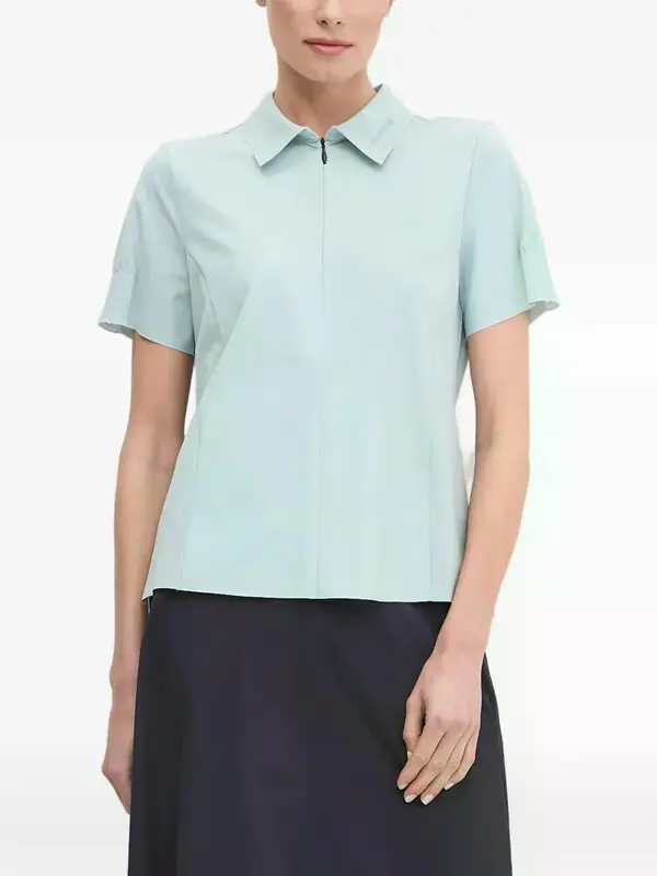 SPORTALM Zip-up Pleated-sleeve Polo Shirt - Blue