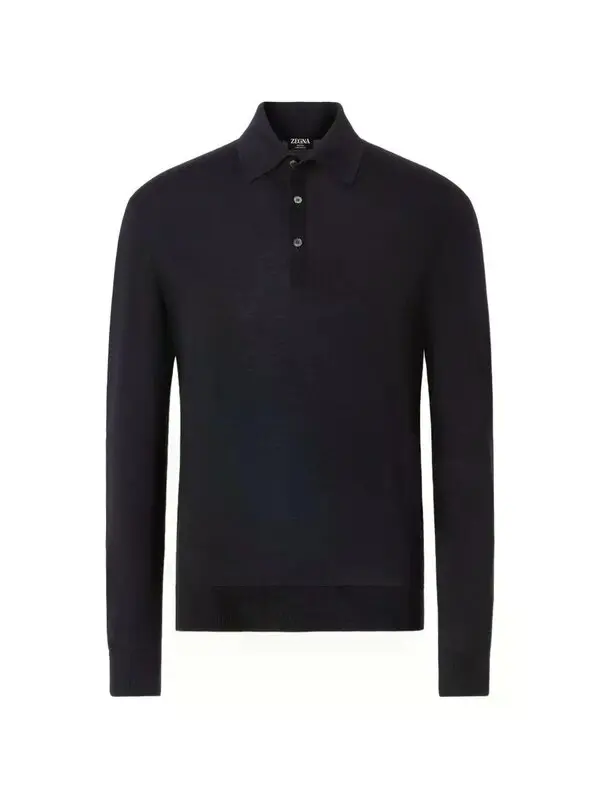 Zegna Navy- Trofeo 15mil Wool Polo Shirt