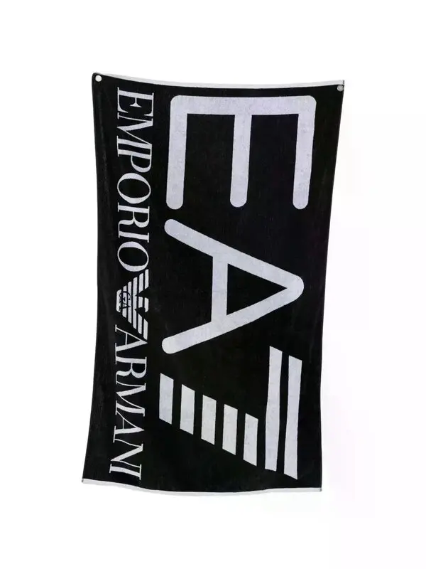 Emporio Armani Intarsia-logo Beach Towel - Blue