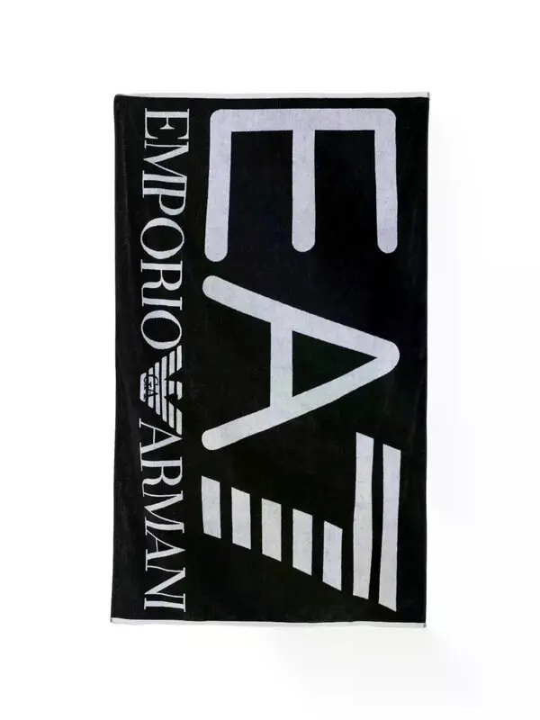 Emporio Armani Intarsia-logo Beach Towel - Blue