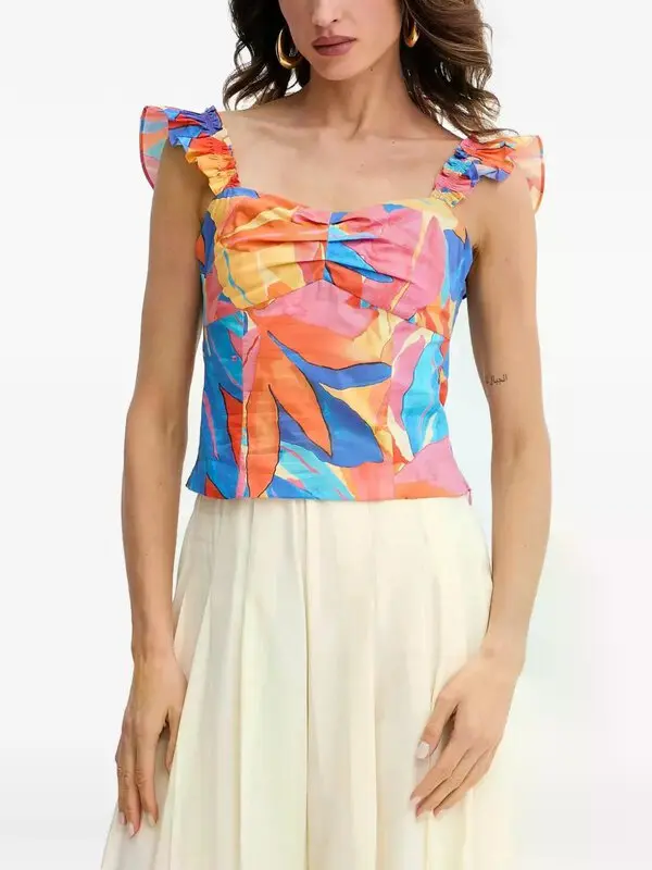 MORGAN Ruffled Printed Blouse