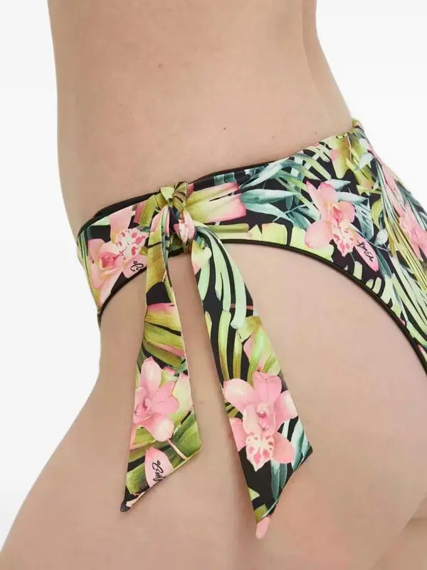Liu Jo Floral-print Side-tie Reversible Bikini Bottoms
