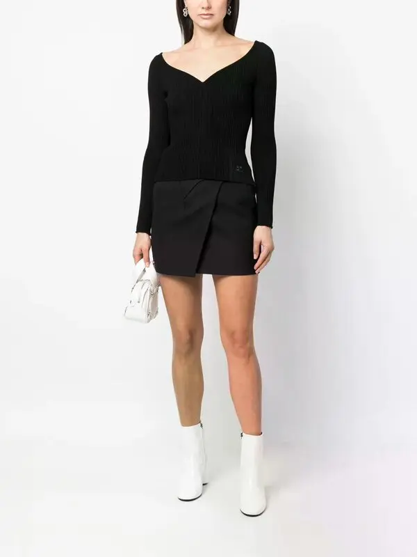 COURREGES V-neck Ribbed Jumper