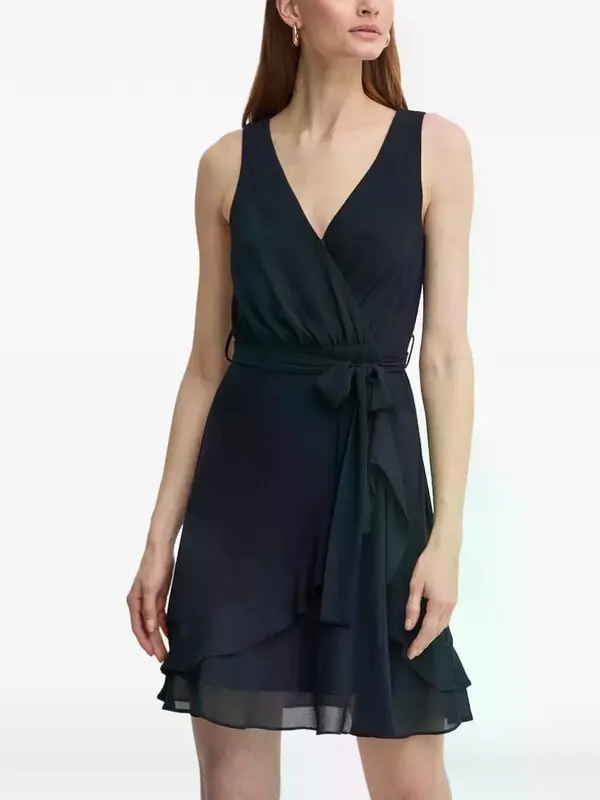 MORGAN Ruffled-hem V-neck Mini Dress