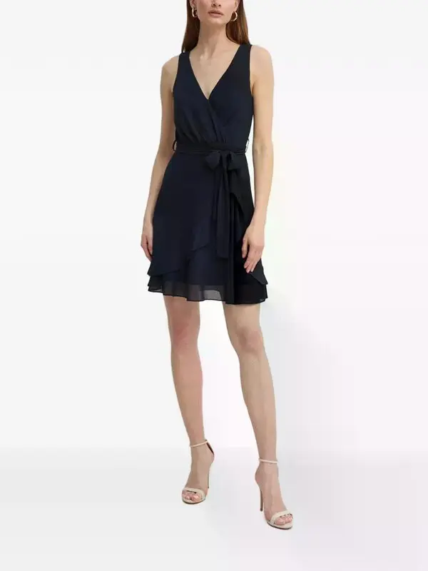 MORGAN Ruffled-hem V-neck Mini Dress